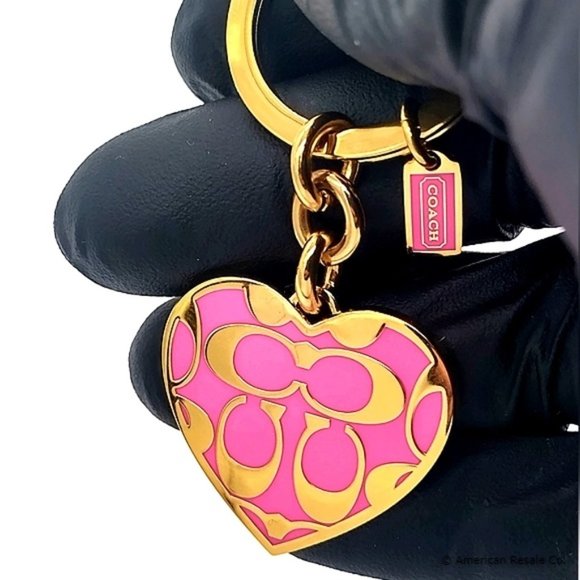 Coach | Accessories | Vintage Coachgold Pink Fuschia Heart Signature C ...